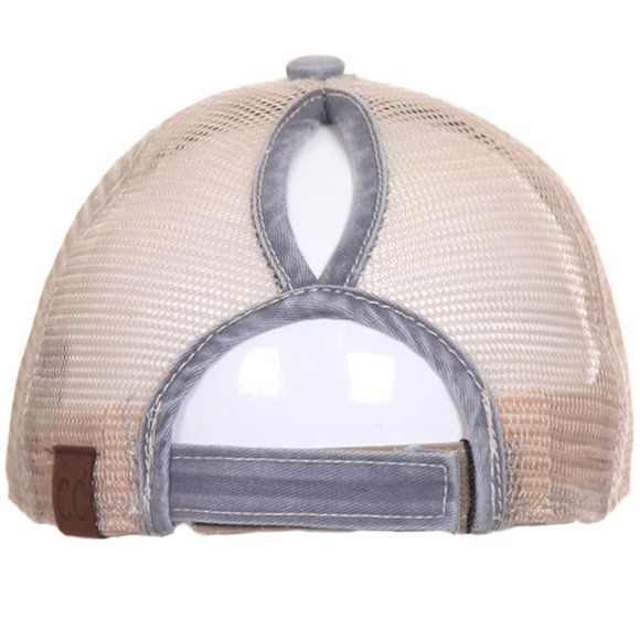 C.C | Accessories | Cc Vintage Distressed Ponytail Bun Baseball Cap ...